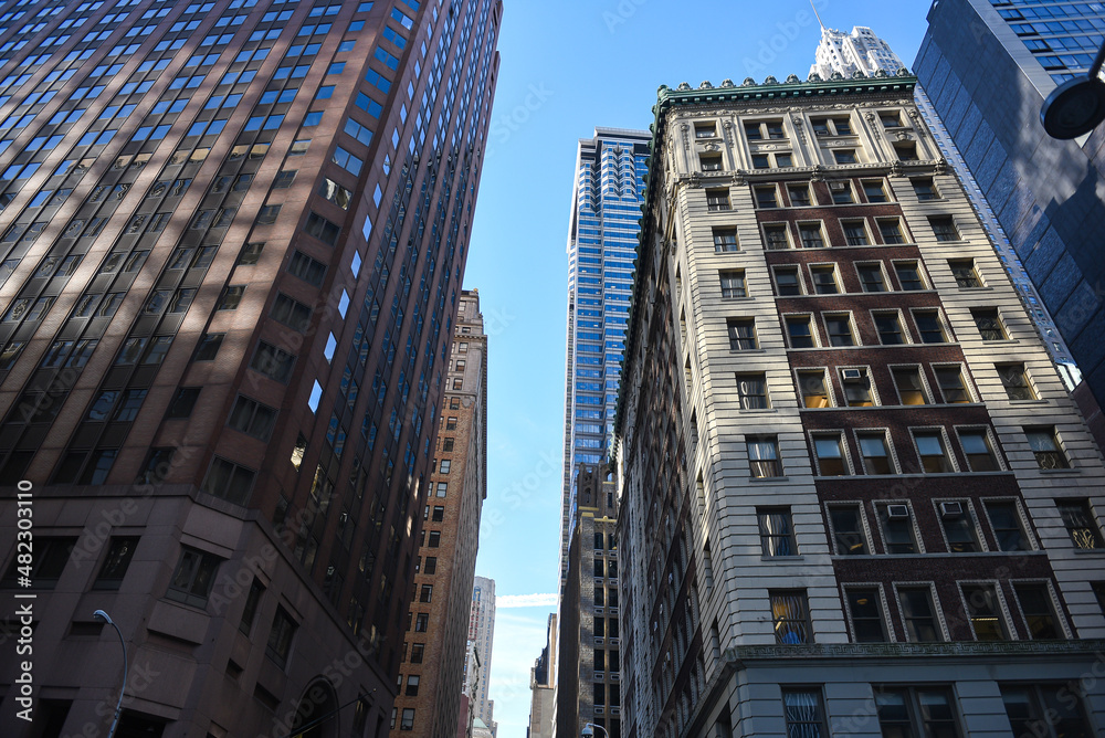 Architecture of Manhattan. Skyscrapers office buildings from New York ...