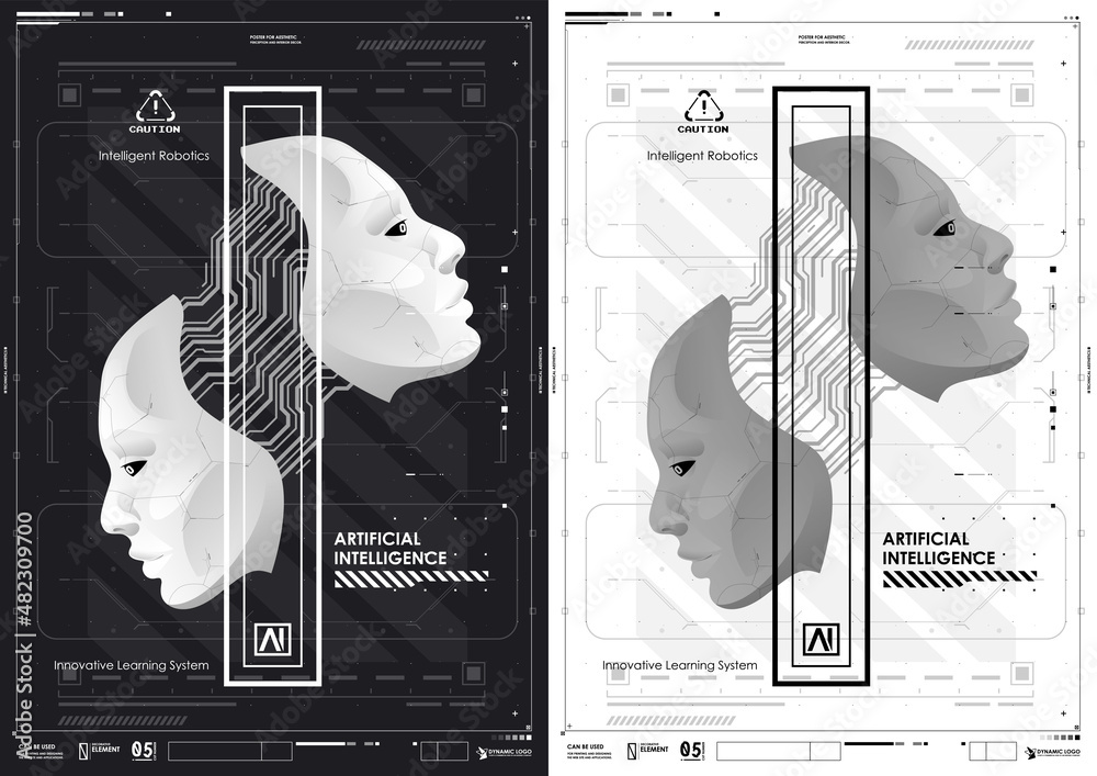 Cyberpunk futuristic poster. Tech Abstract poster template with HUD ...