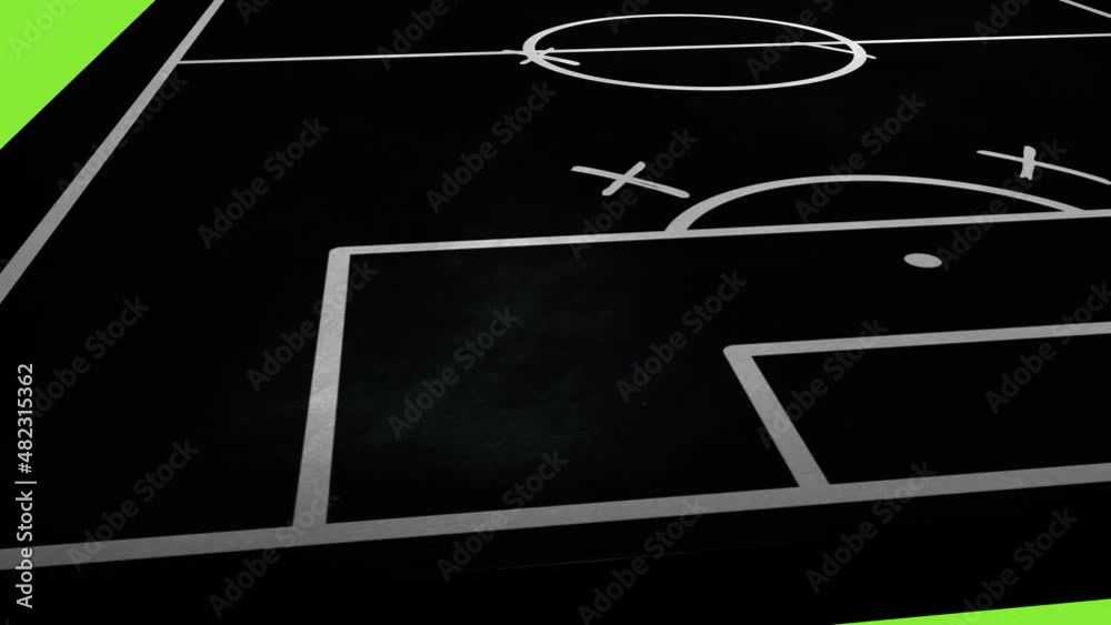 Football or soccer team strategy and play tactic drawing on the board ...