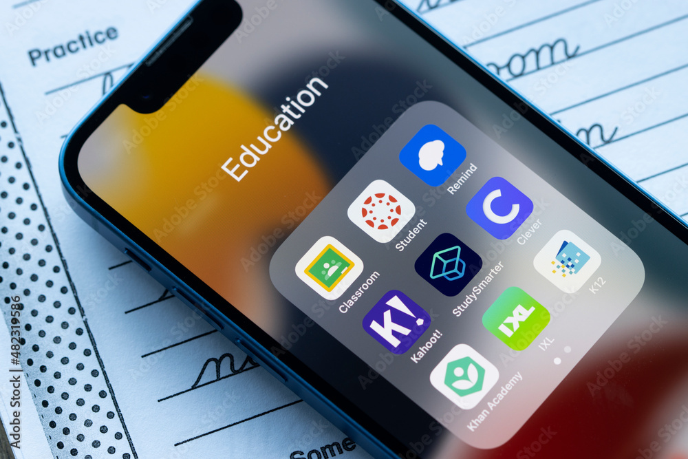 Portland, OR, USA - Jan 23, 2022: Assorted educational apps are seen on ...