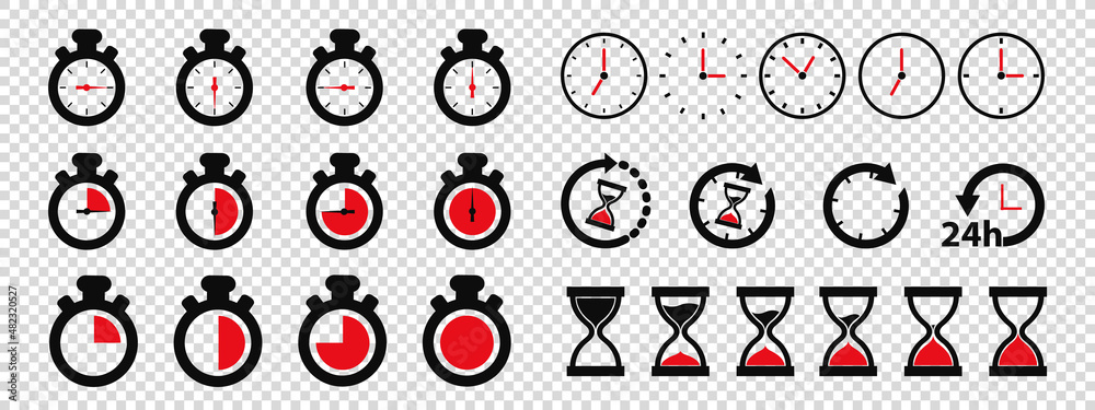 Timer, Clock Icon Set - Different Vector Illustrations - Isolated On ...