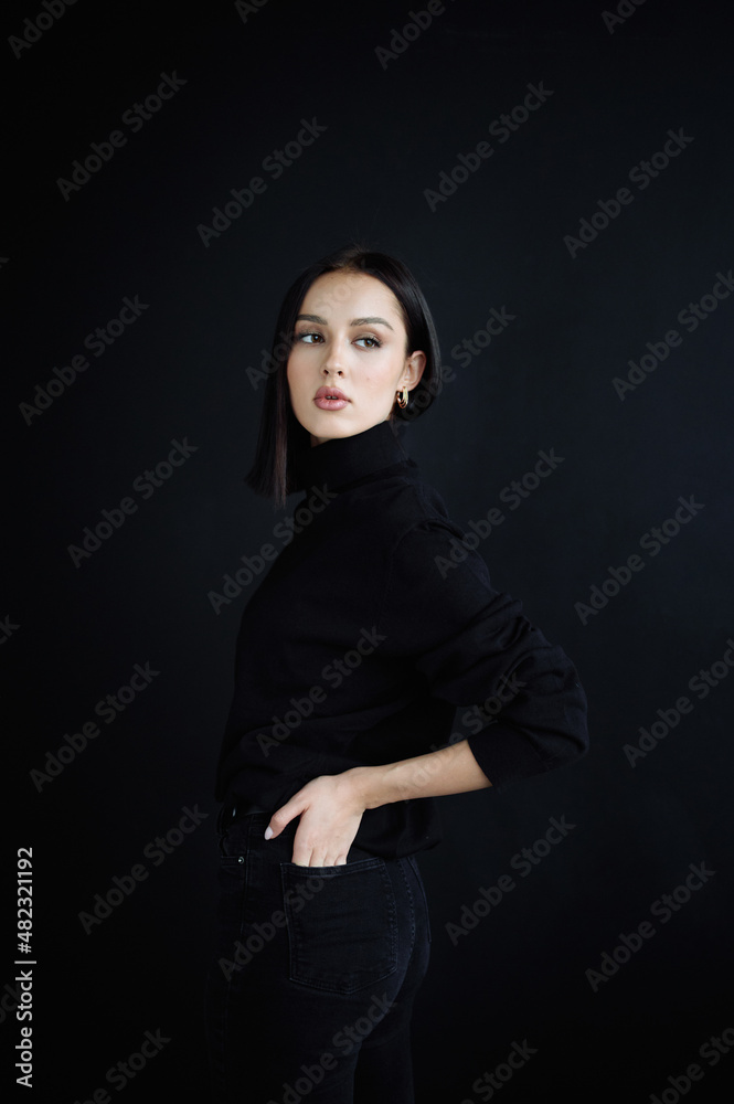 Elegant series of photos of young fantastic model. Studio. European ...