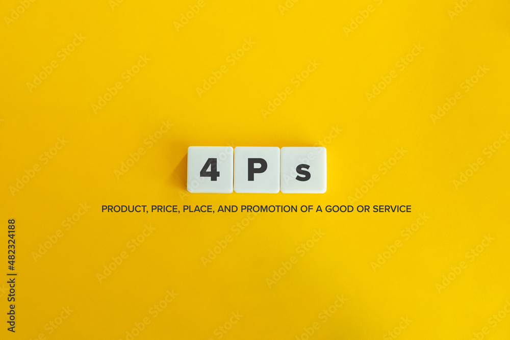 The 4 Ps Banner. Letter tiles on bright orange background. Minimal ...