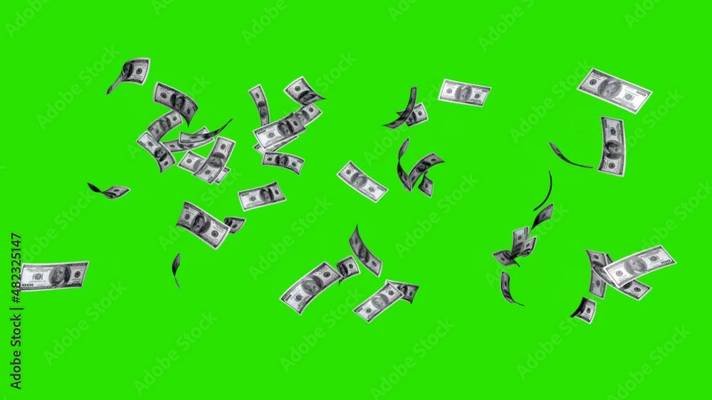 100 Dollar Bills Green Screen. Rain Effects. 3D Animation Money Rain ...