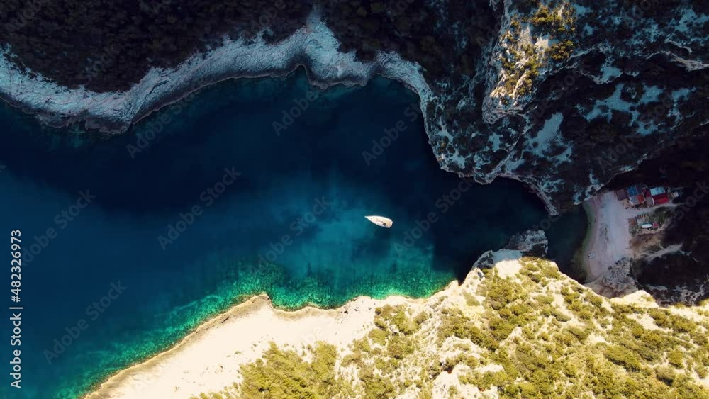 A Top view of the beach Stiniva, on the island Vis, Croatia.Travel ...