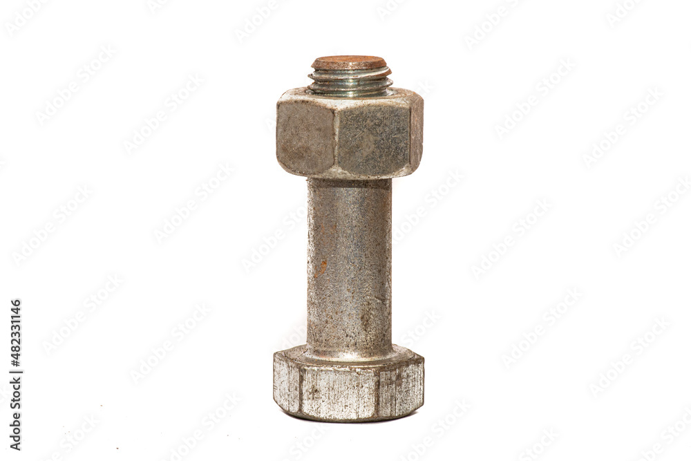 Bolt and Nut isolated on a white background, high tensile joiner ...