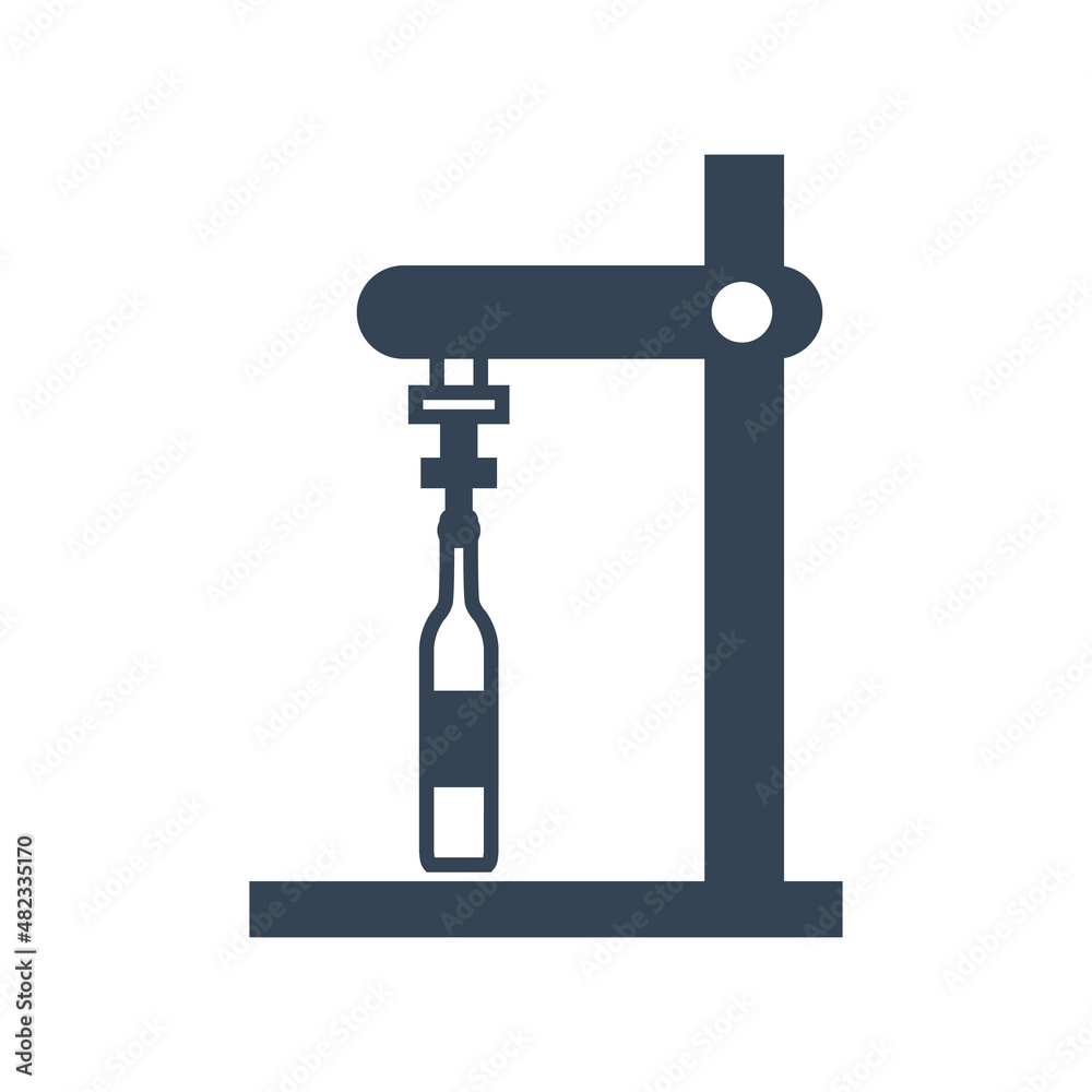 Vector black icon production of wine, bottle capping machine Stock ...