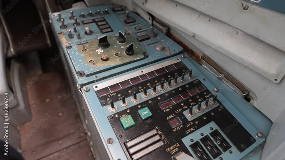 Side control panel from the side of the co-pilot with sensors ...