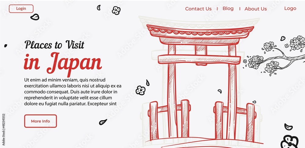 Places to visit in Japan guide for tourists online Stock Vector | Adobe ...