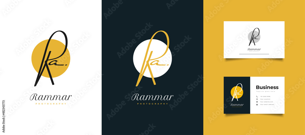 Initial RA Logo Design with Elegant and Minimal Handwriting Style. RA ...