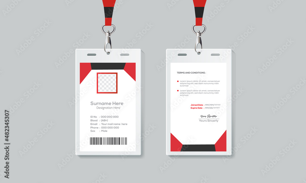 Simple and Red ID Card Design Template. Professional Identity Card ...