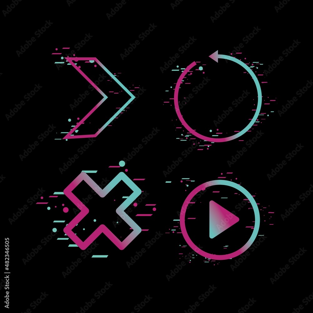 negative arrows,reload play button icons set. Interface navigation ...