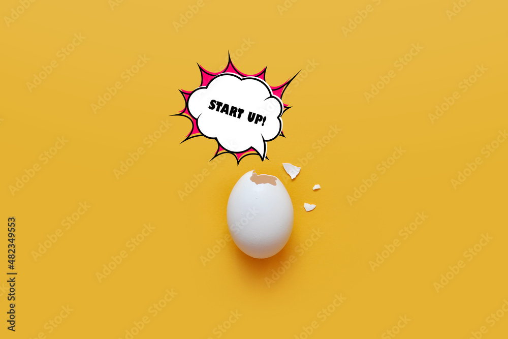 The egg from which the word appears: start up. Symbol of the appearance ...
