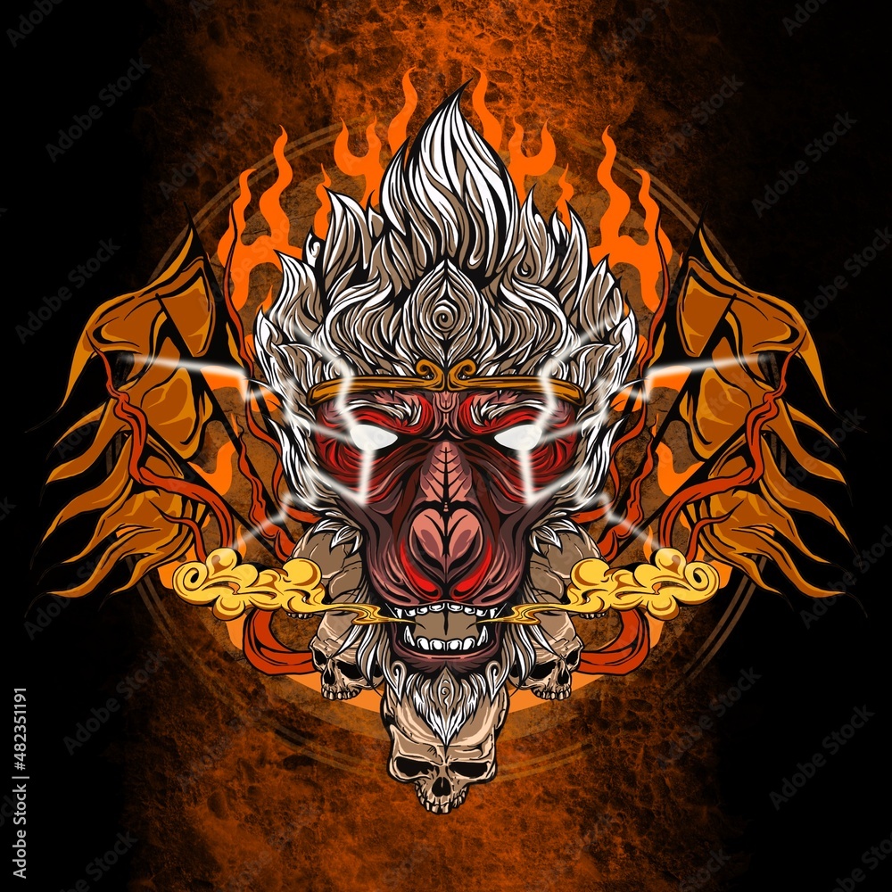 Wukong character design. Illustration design of hand drawn cartoon ...