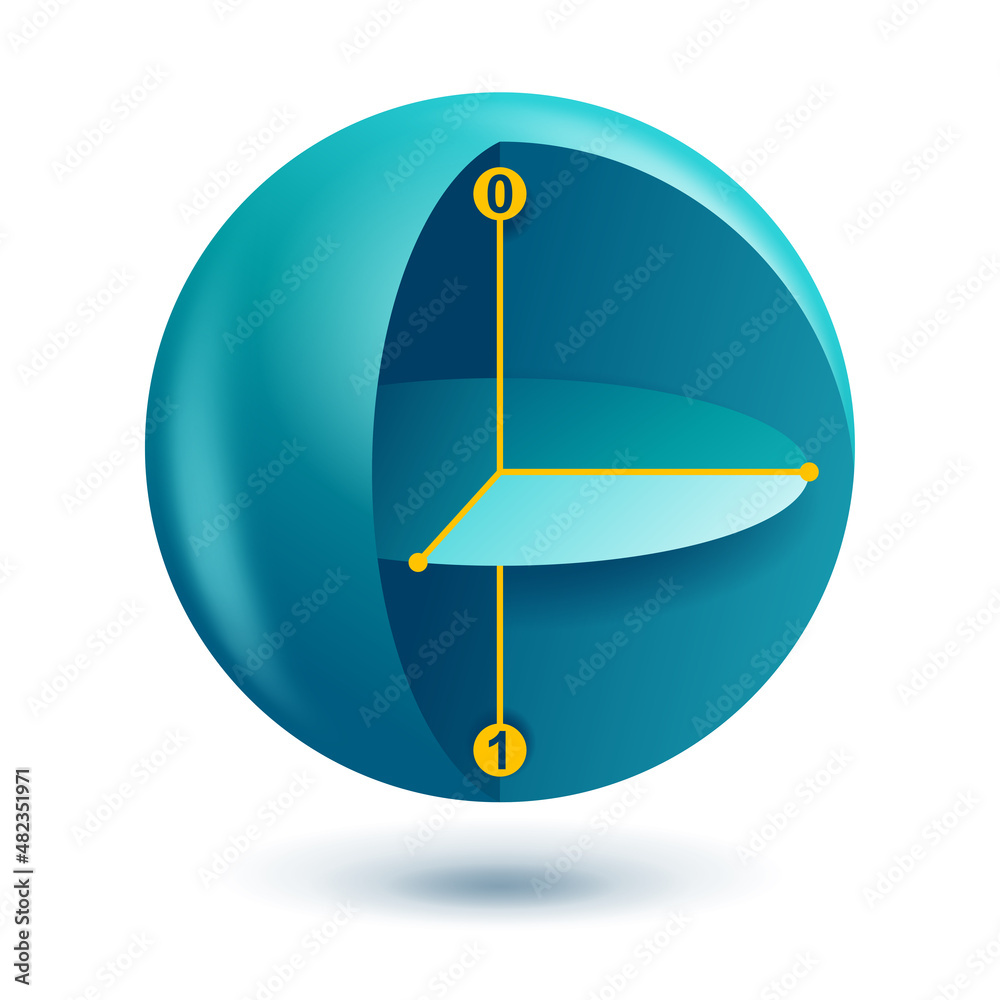 Qubit 3D icon - basic unit of quantum computing Stock Vector | Adobe Stock