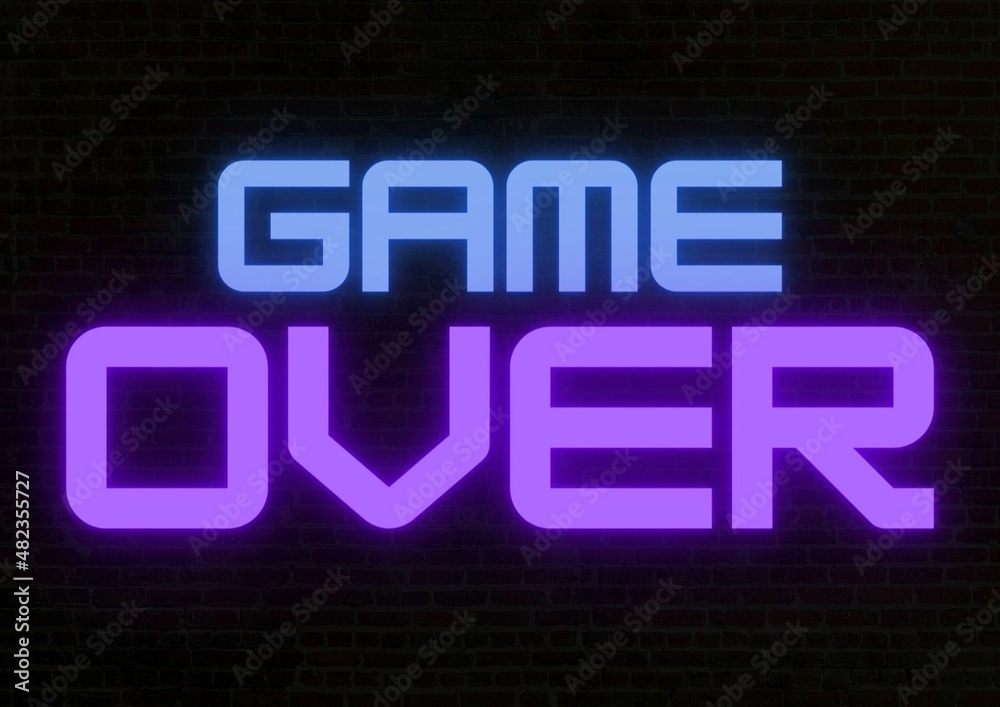 Game over neon light text effect on black background. Stock ...