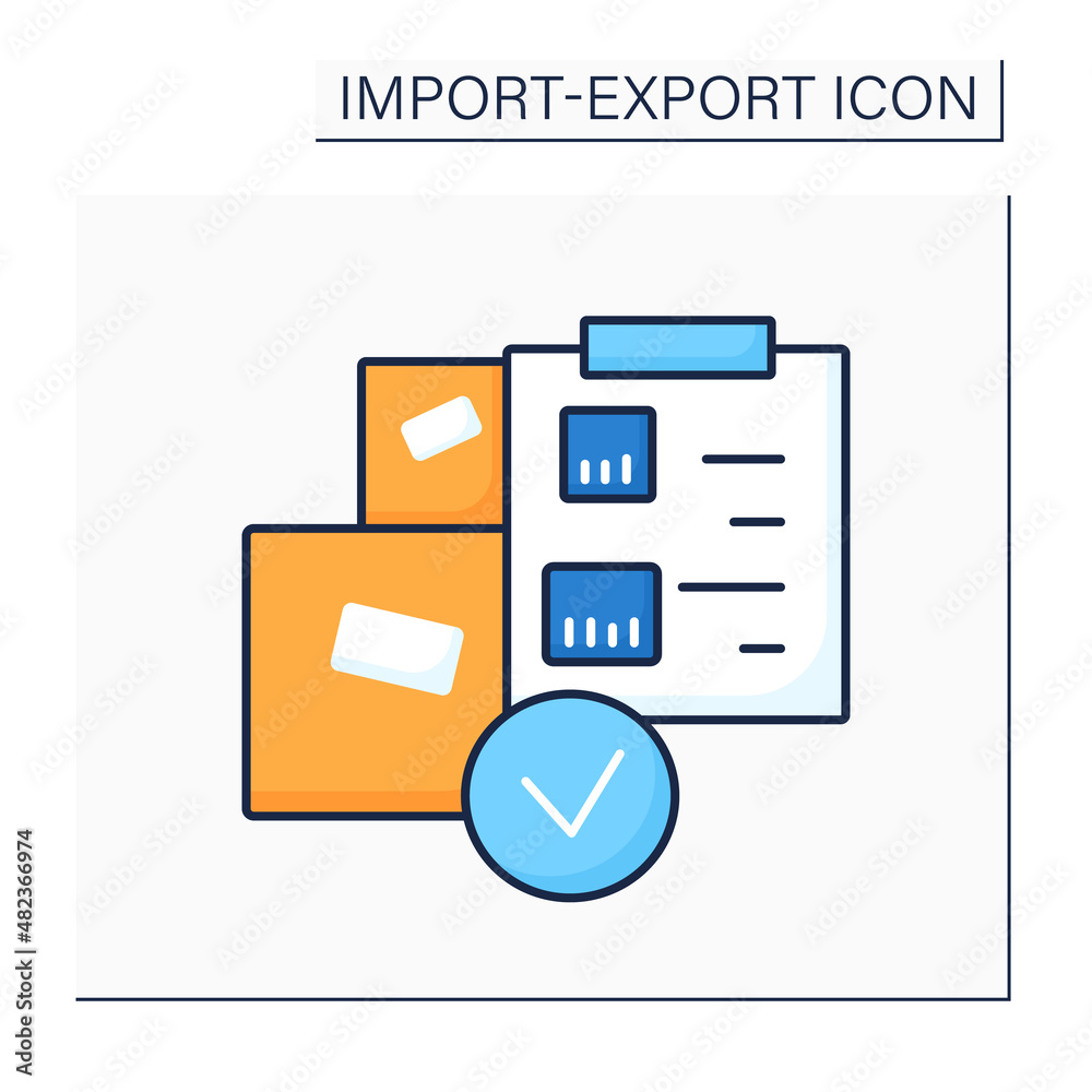 Packing list color icon. International trade document. Information ...