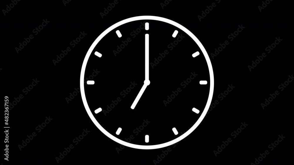 Animation of a clock with time pointers rotating backward. Time travel. Counting 24 Hours. A ...