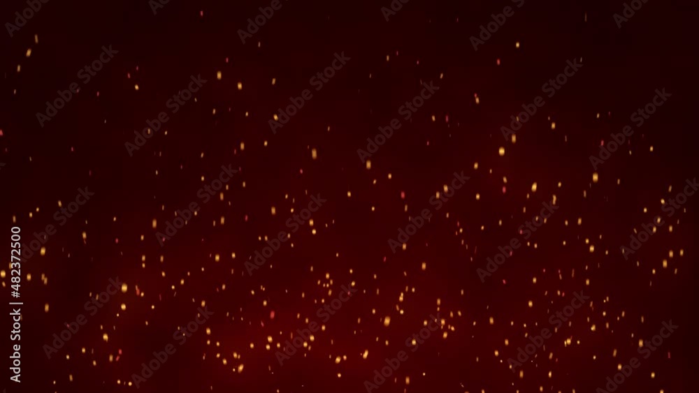 Glowing flying ember, burning ash particles. Hot fire sparks with ...