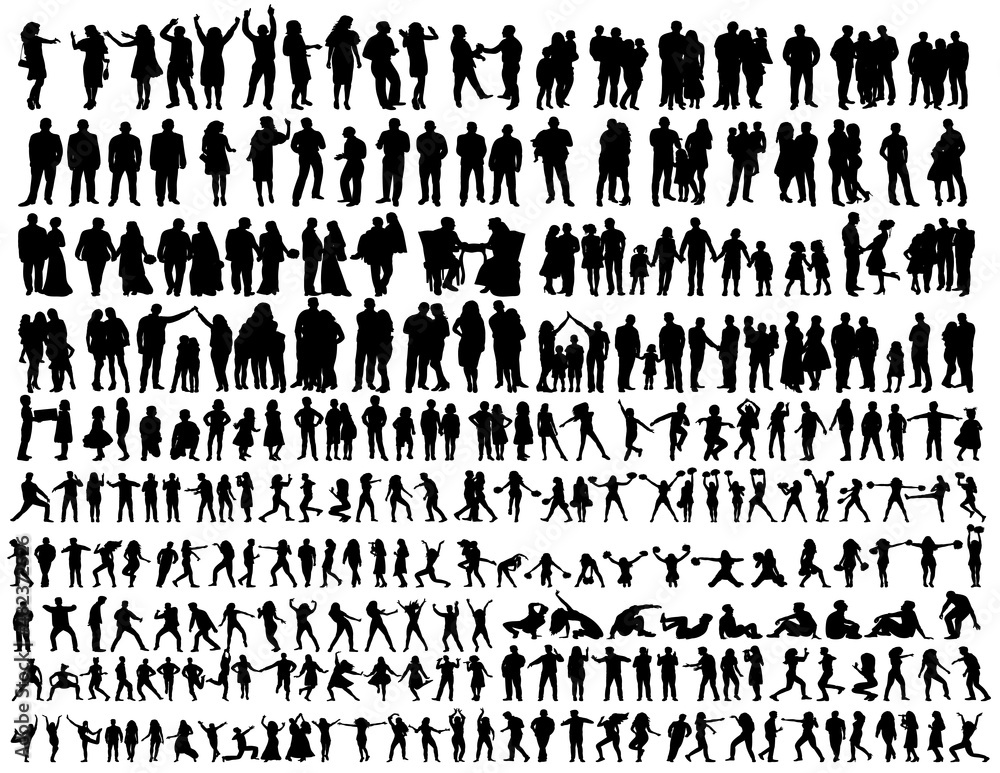 collection people set silhouette,on white background,vector,isolated ...