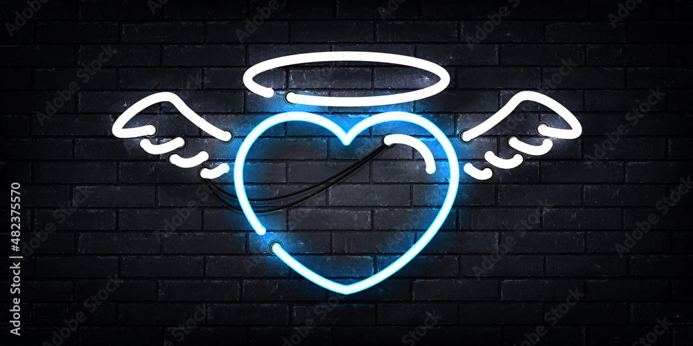 Vector realistic isolated neon sign of Angel Heart logo for template ...