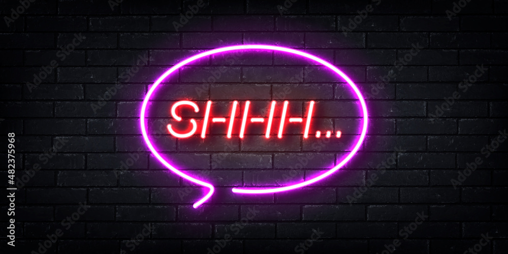 Vector realistic isolated neon sign of Shhh logo for decoration and ...