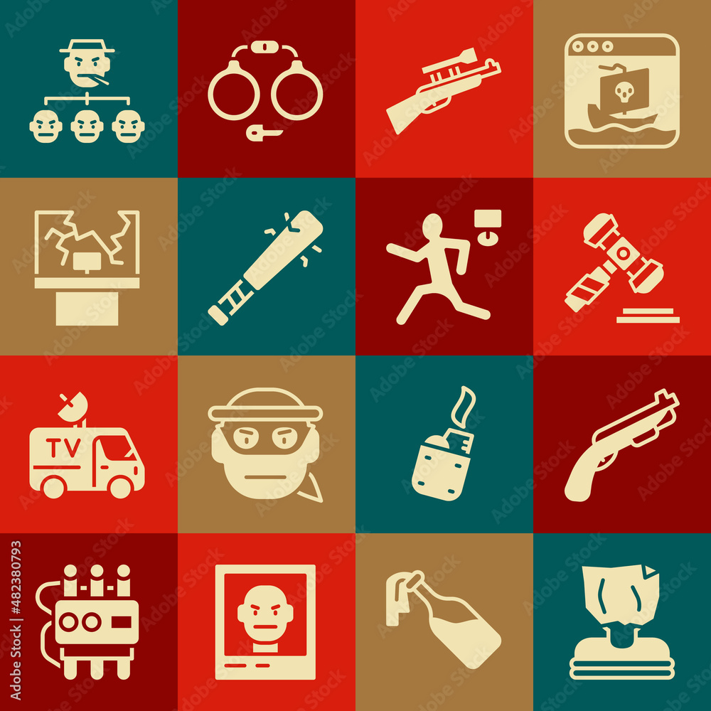 Set Kidnaping, Police shotgun, Judge gavel, Sniper rifle with scope ...