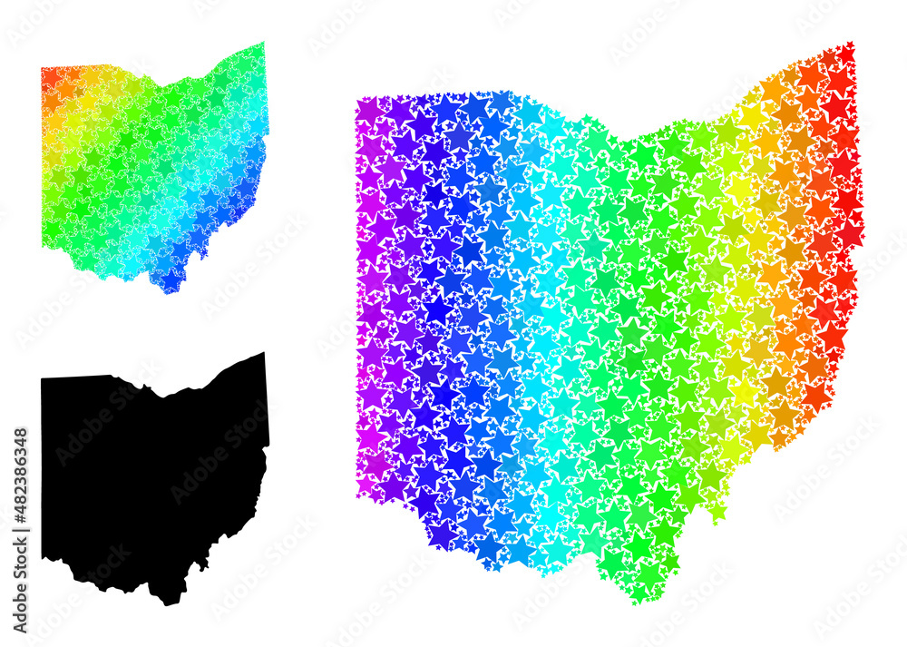 Rainbow gradiented starred collage map of Ohio State. Vector colorful ...