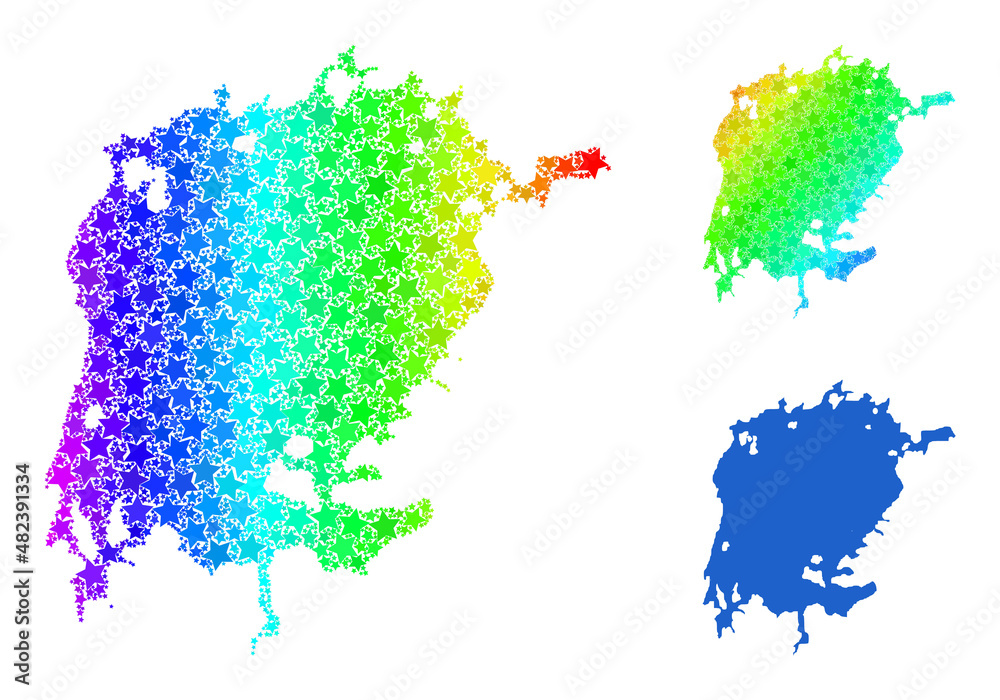 Spectrum gradiented stars mosaic map of Victoria Lake. Vector colored ...