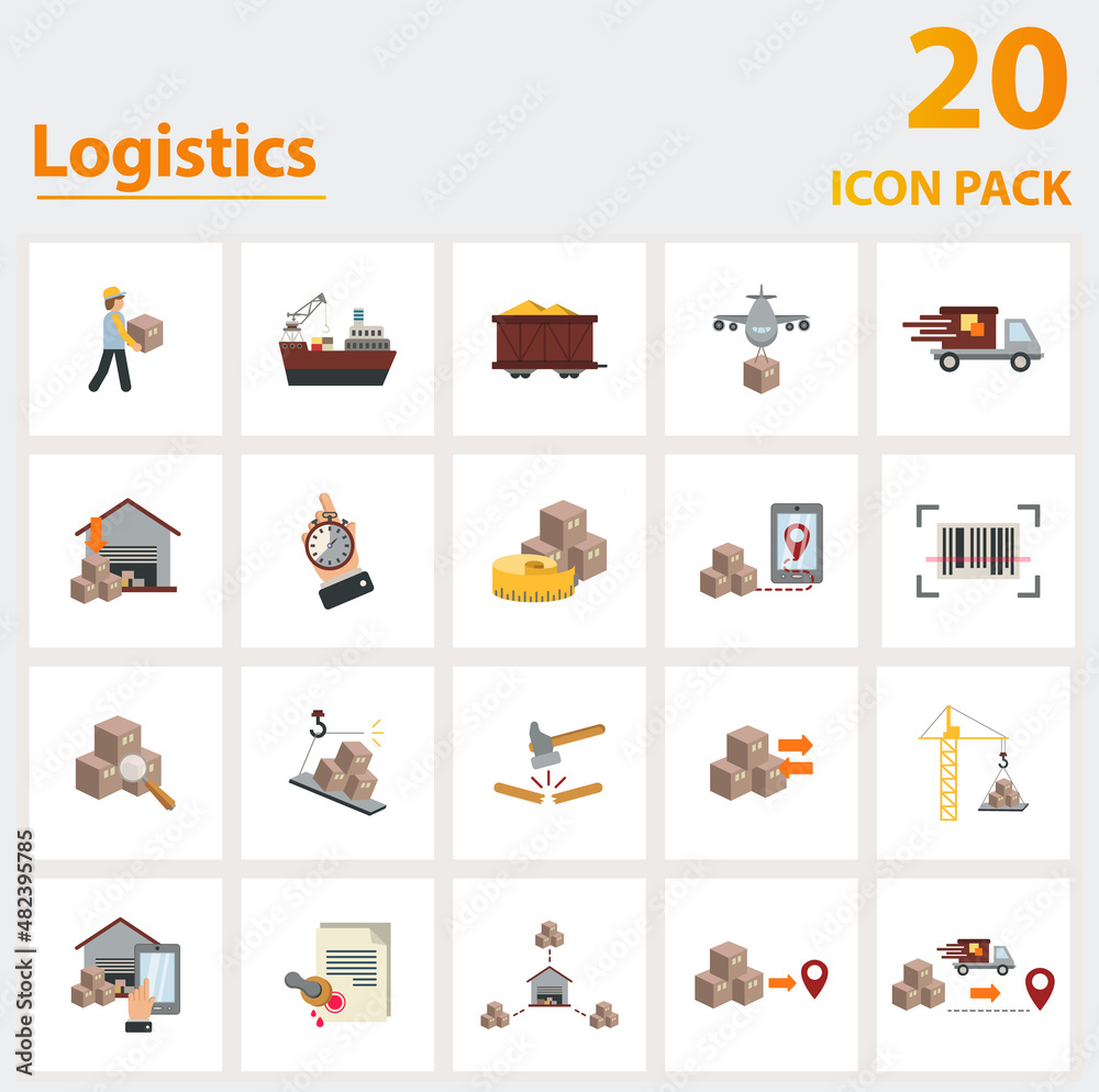 Logistics icon set. Collection of simple elements such as the delivery ...