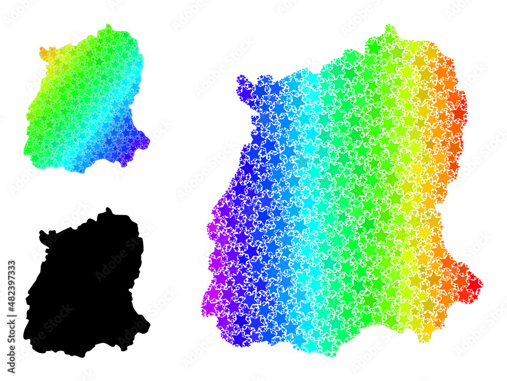 Spectrum gradiented star collage map of Sikkim State. Vector vibrant ...