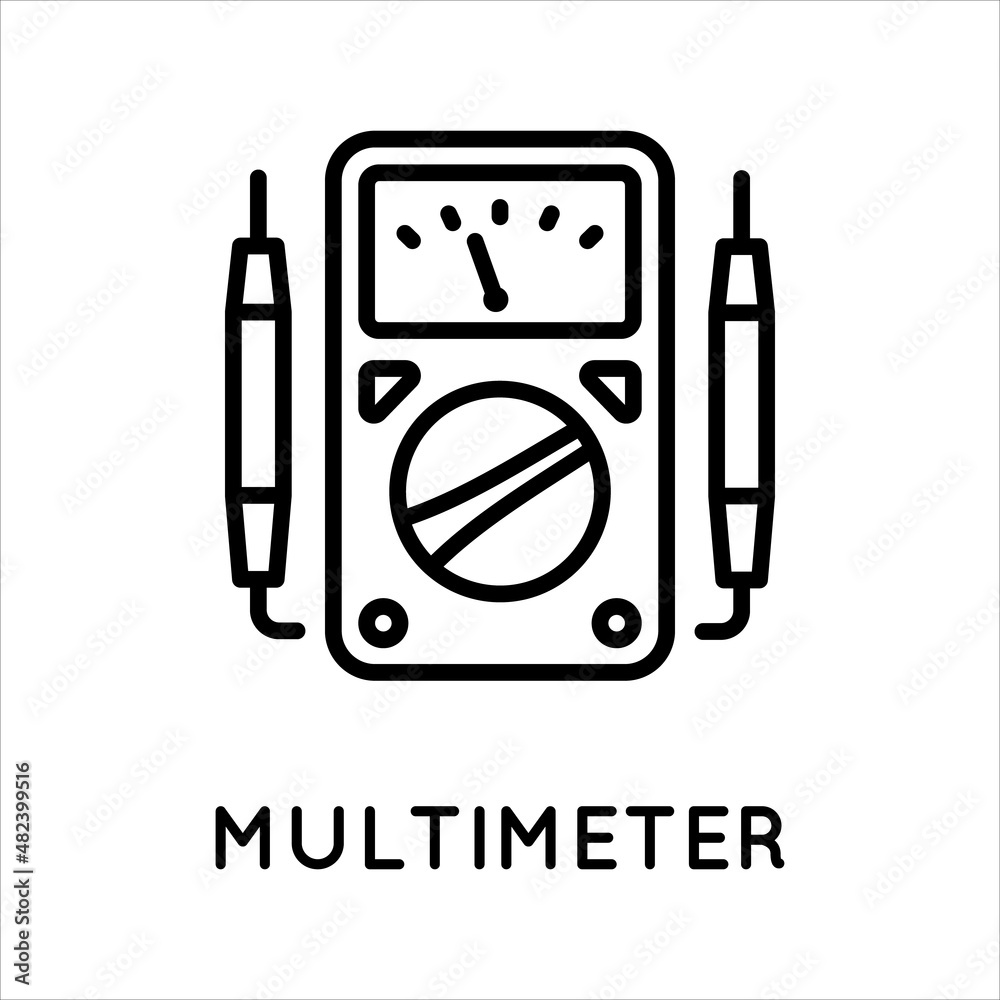 Analog multimeter line icon, tester, measuring instrument in simple ...