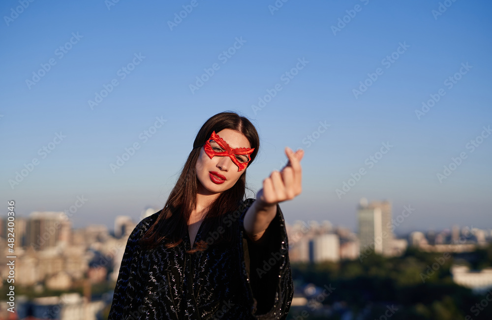 Female power, women rights, activism concept. Portrait of brunette ...