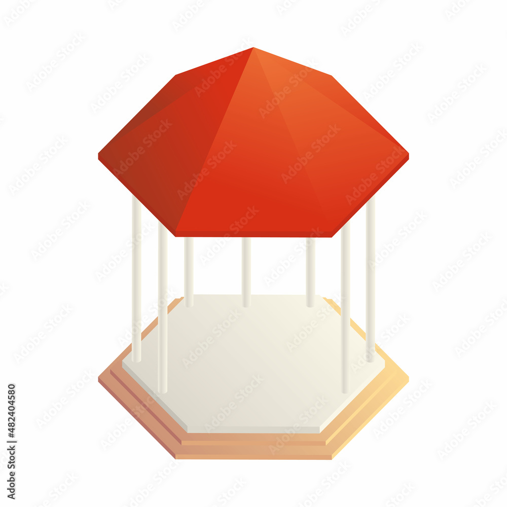 Isometric vector illustration summer gazebo with columns isolated on ...