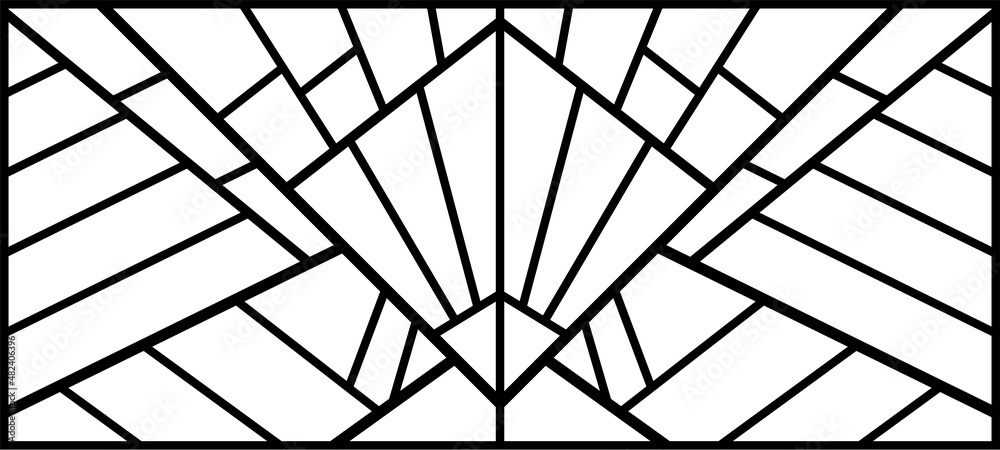 Vector sketch of a stained glass window. Vintage pattern. Abstract ...