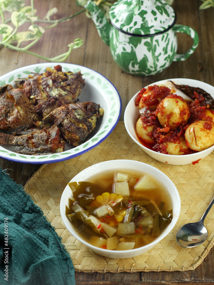 Sayur asem or sayur asam is a popular Indonesian vegetable in tamarind ...