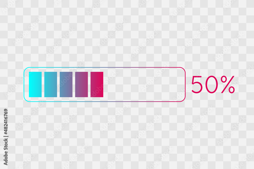 50 percent chart. Vector percentage infographics. Isolated gradient ...