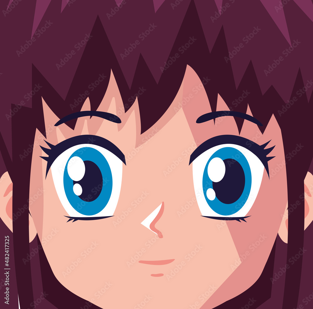 girl face anime Stock Vector | Adobe Stock