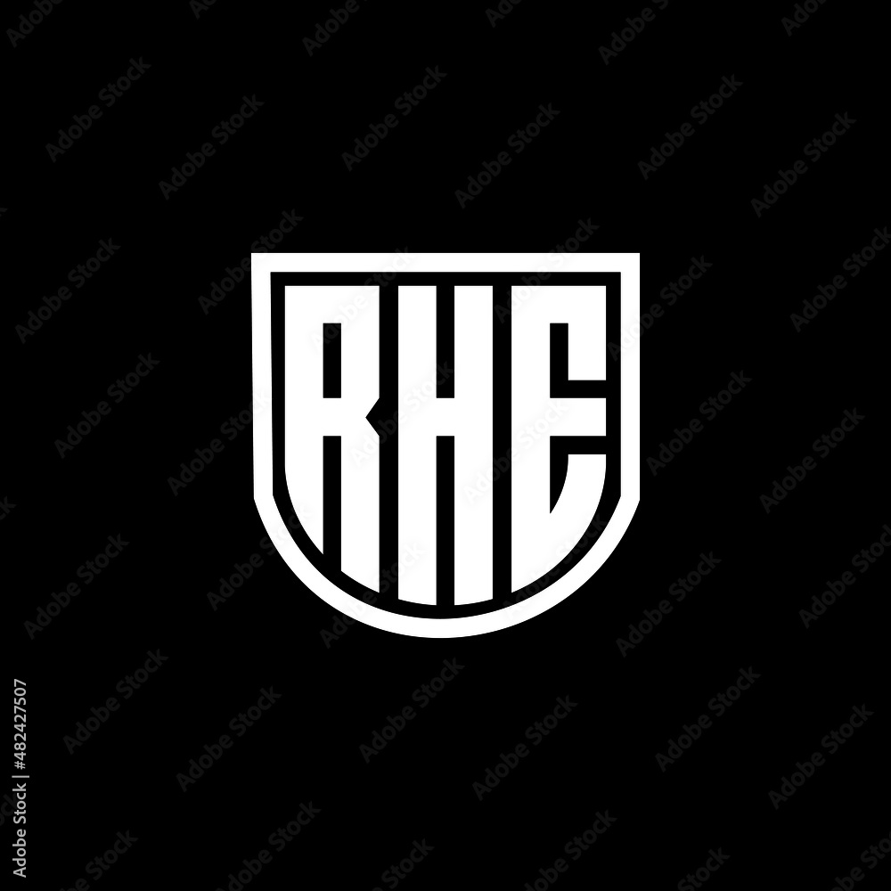 RHE letter logo design with black background in illustrator, vector ...