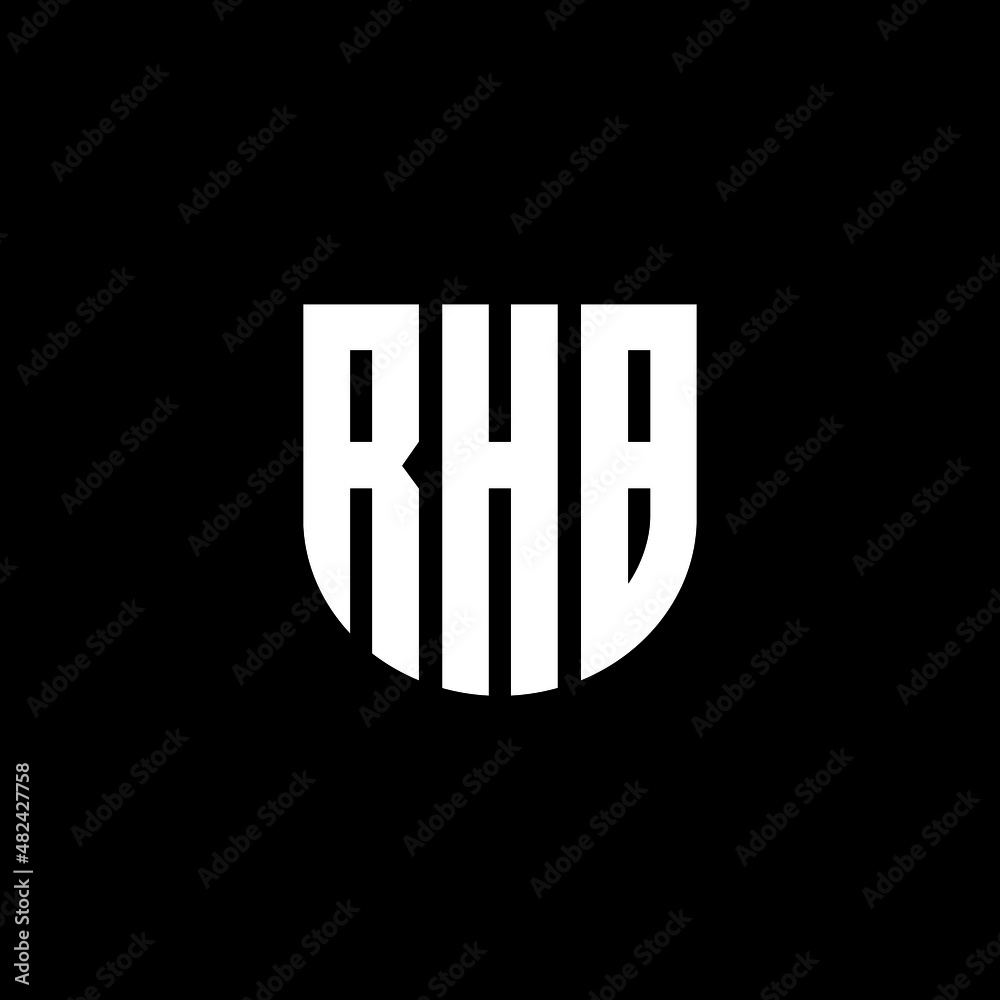 RHB letter logo design with black background in illustrator, vector ...