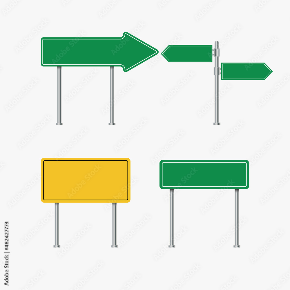 Blank road billboard vector. Set of road signs isolated on a white ...