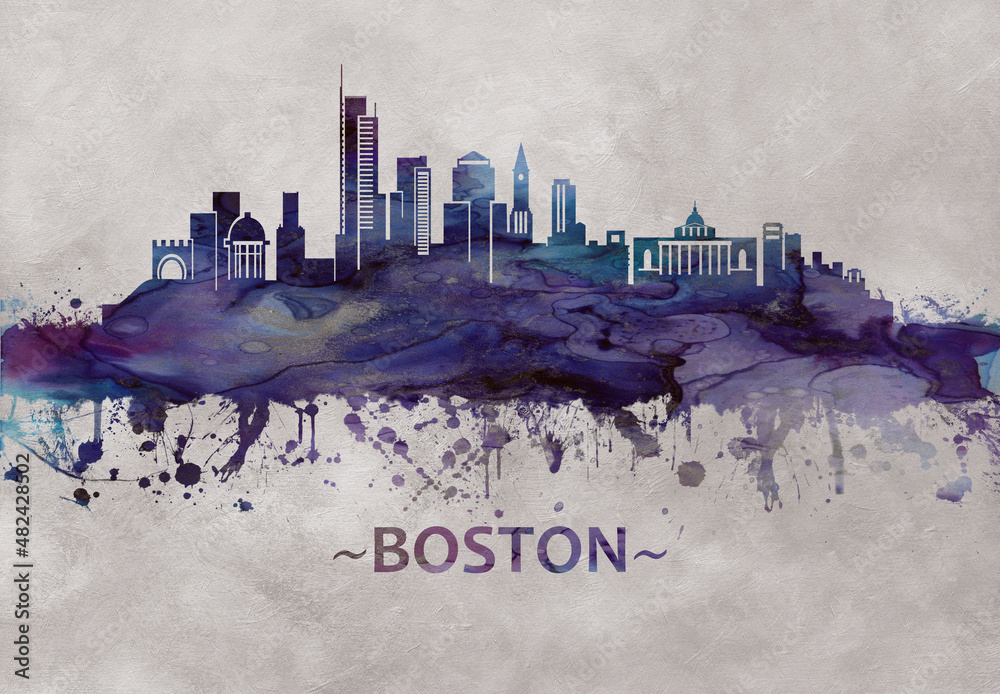 Boston Massachusetts skyline Stock Illustration | Adobe Stock