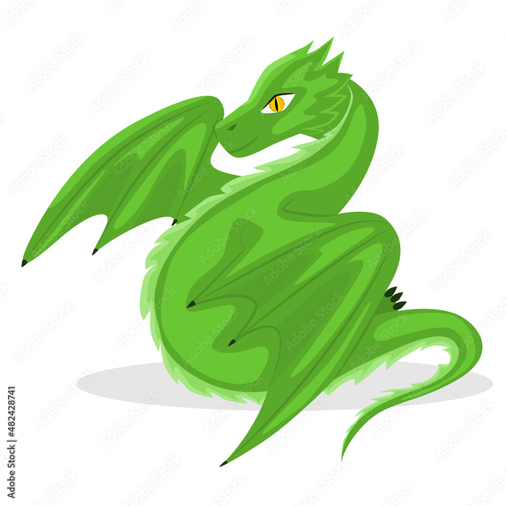 Cartoon dragon. Fantasy dragon, funny fairytale reptile and medieval ...