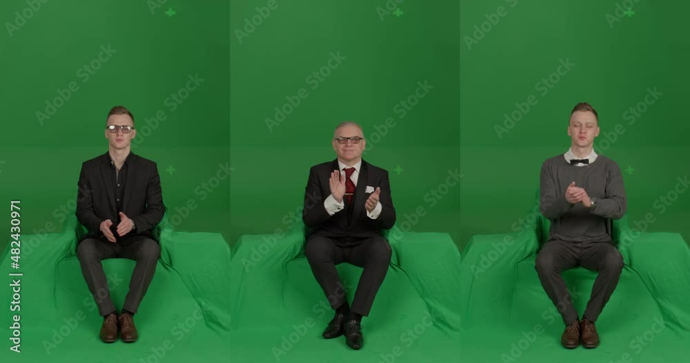 GREEN SCREEN CHROMA KEY Front view of spectators wearing formal attire ...