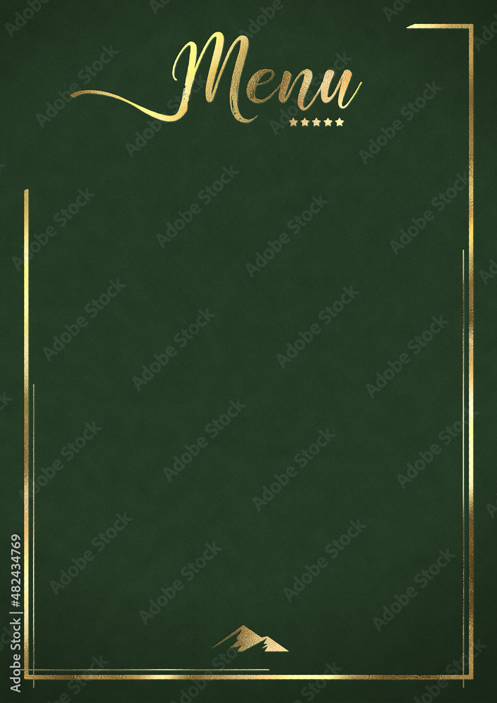 Green Luxury Restaurant Menu Background Suede with Embossed Gold Lines ...