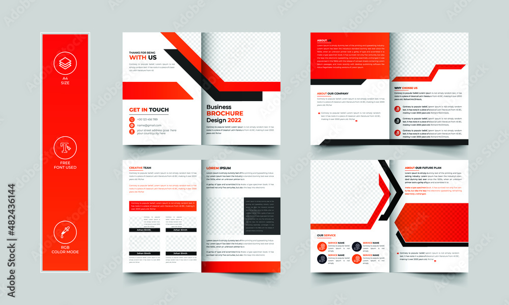 Red and Black corporate brochure design template layout, creative red ...