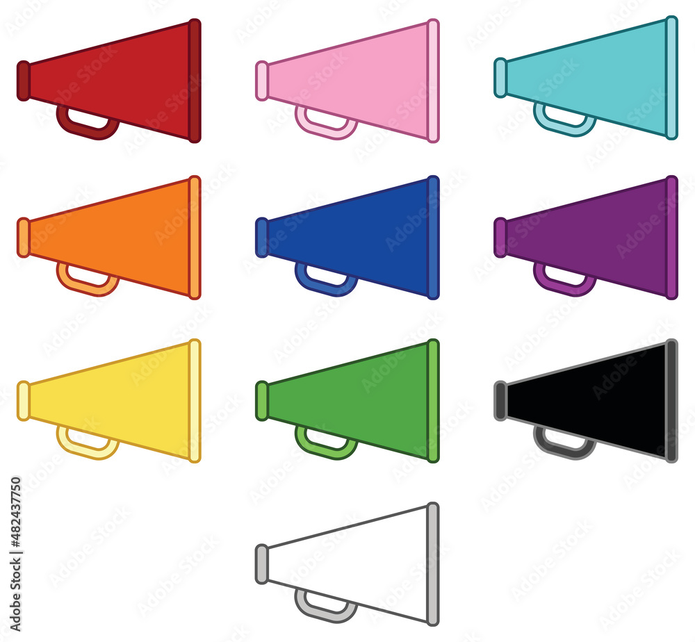 Cheerleader Megaphone Clipart Set - 2D Color Collection Stock Vector ...