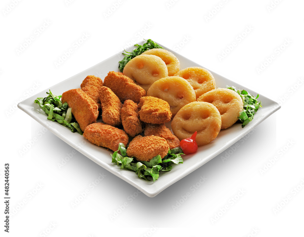 Prato de Fast Food , Prato pronto batata Smiles e nuggets de frango ...