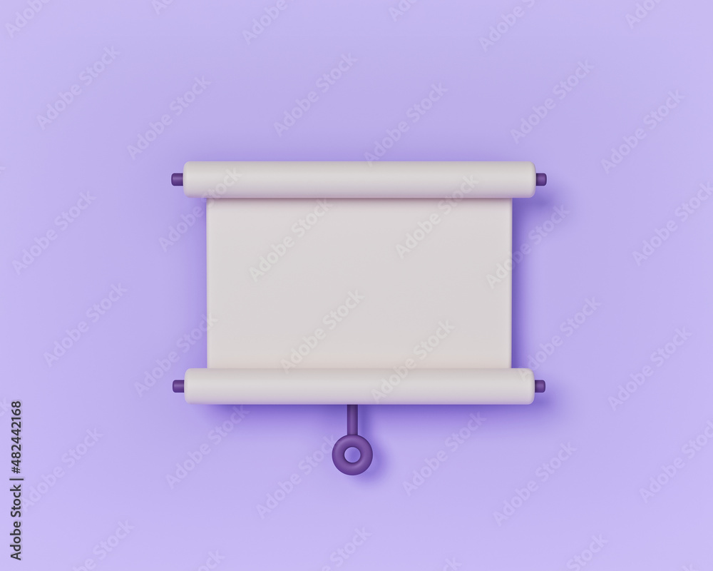 cartoon style projector screen isolated minimal design. 3d rendering ...