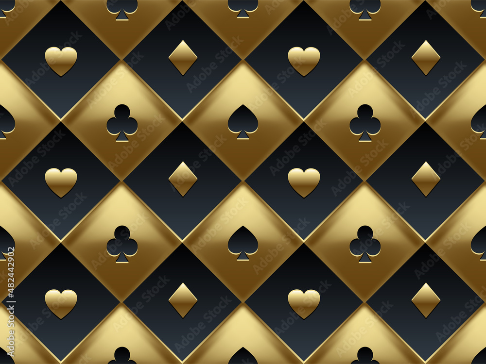 Black and gold seamless pattern fabric poker table. Luxury casino ...